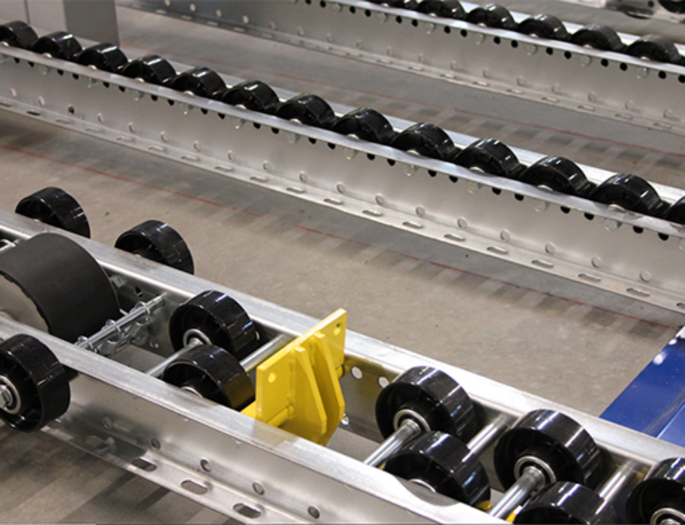 Pallet Flow Pallet Stop Staggered Wheel Pattern - Concentric Storage ...